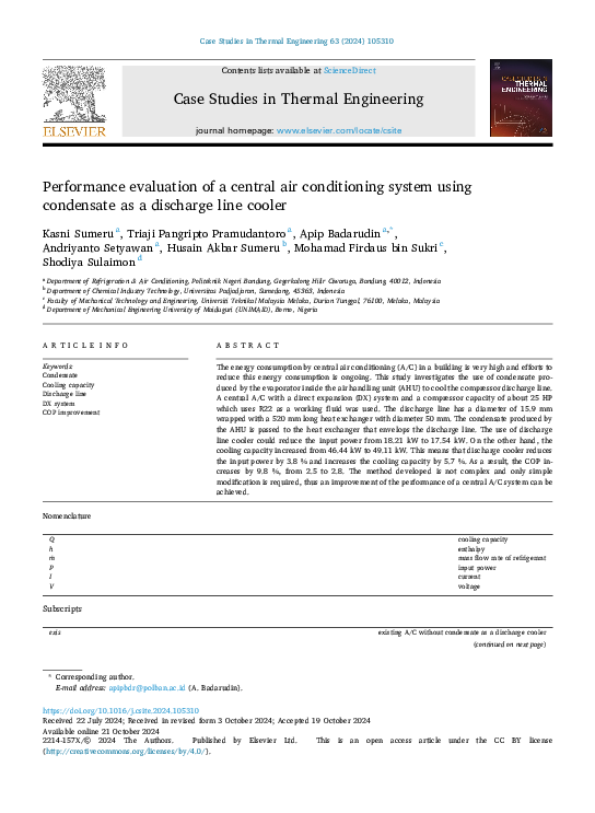 (PDF) Performance evaluation of a central air conditioning system using ...