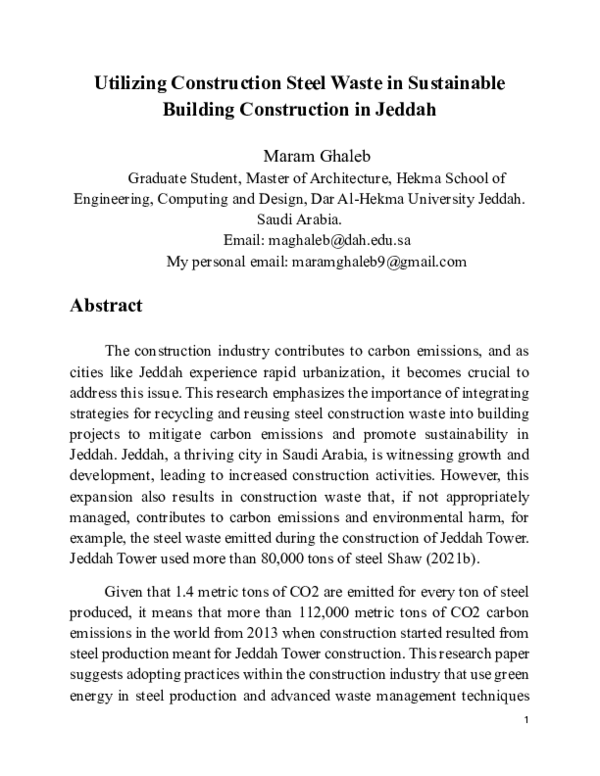 (PDF) Utilizing construction steel waste