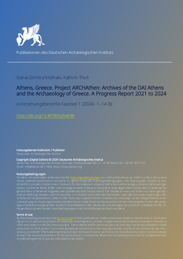 (PDF) Project ARCHAthen: Archives of the DAI Athens and the Archaeology ...