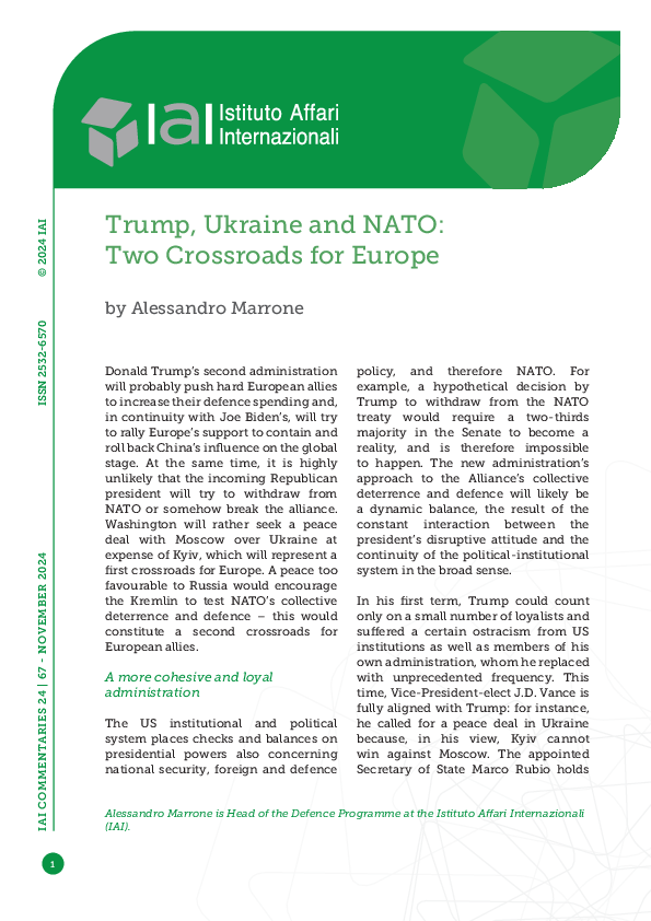 (PDF) Trump, Ukraine and NATO: Two Crossroads for Europe