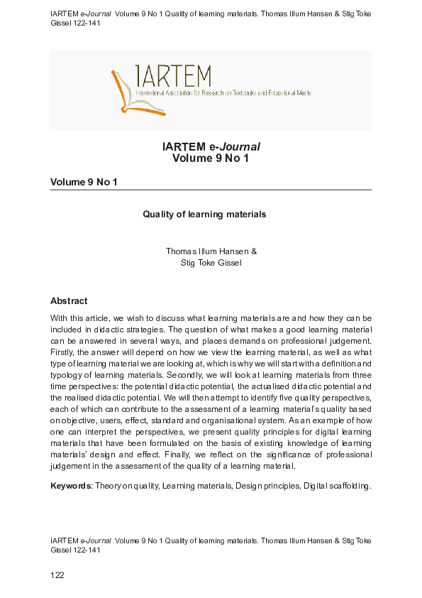 (PDF) Quality of learning materials