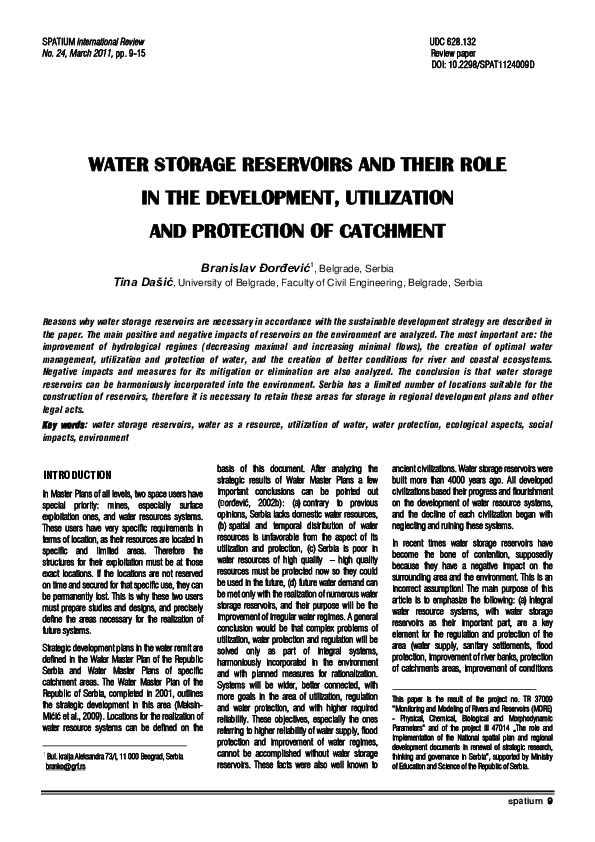 (PDF) Water storage reservoirs and their role in the development ...