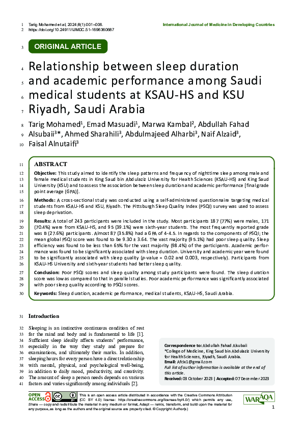 (PDF) Publication.pdfRelationship between sleep duration and academic ...