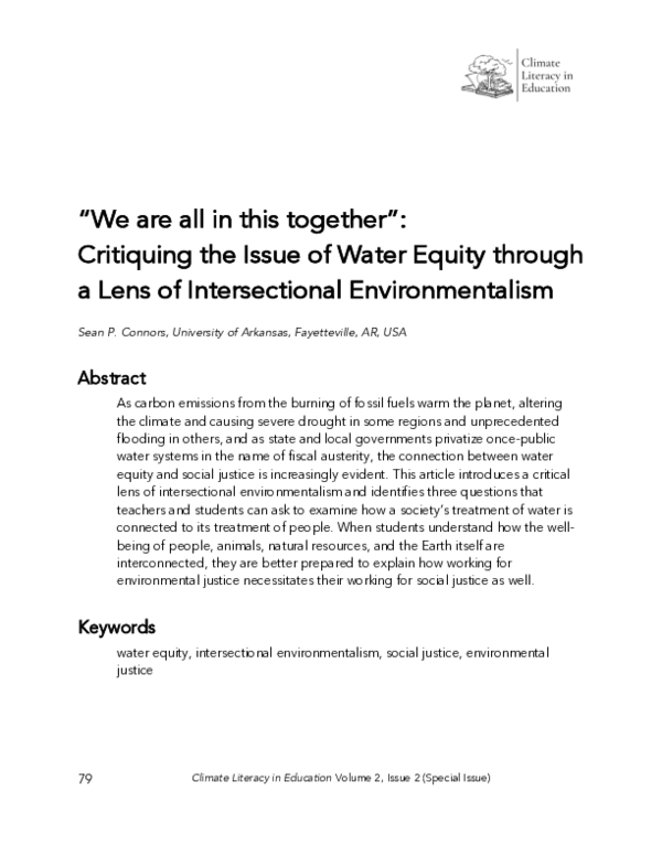 (PDF) “We are all in this together”: Critiquing the Issue of Water ...