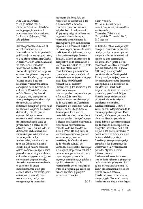 (PDF) Reseña de Ana Clarisa Agüero y Diego García (eds.), Culturas ...