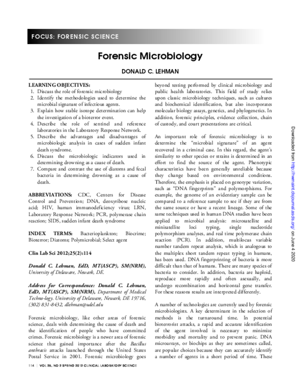 (PDF) Forensic Microbiology