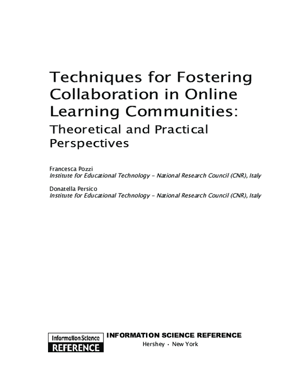 (PDF) Techniques for Fostering Collaboration in Online Learning Communities