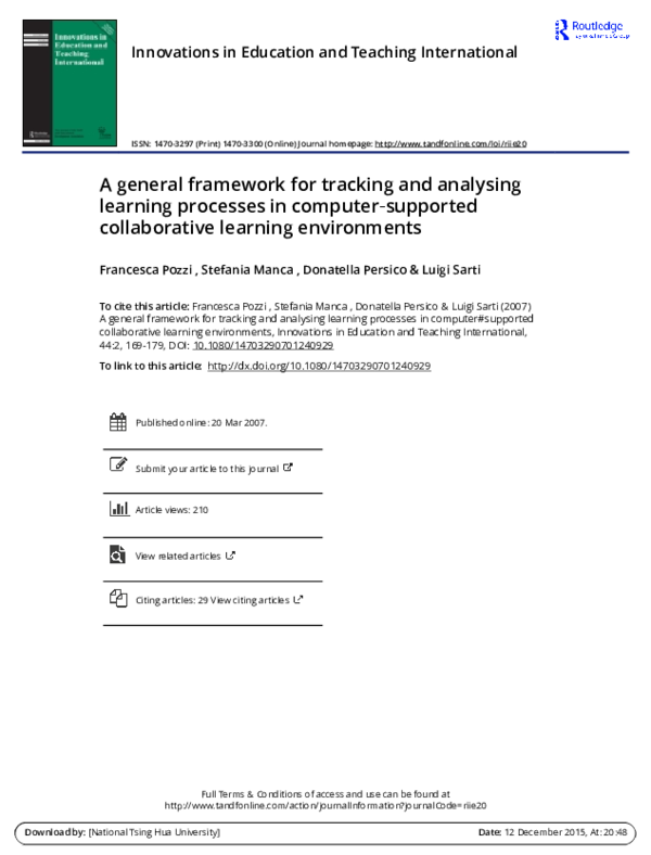 (PDF) A general framework for tracking and analysing learning processes in computer‐supported ...