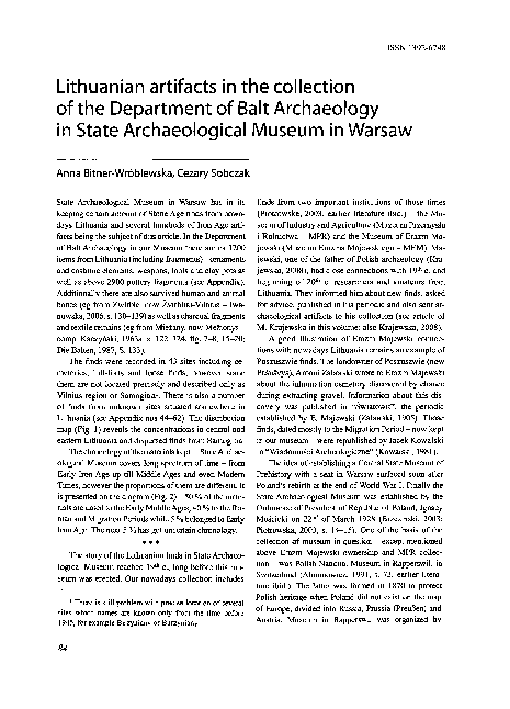 (PDF) Lithuanian artifacts in the collection of the Department of Bait ...