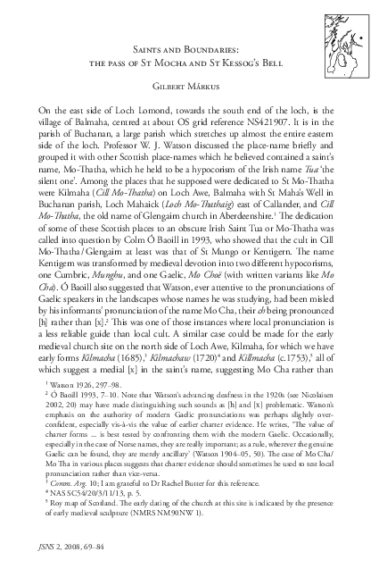 (PDF) Saints and Boundaries - The Pass of St Mocha and St Kessog's Bell ...