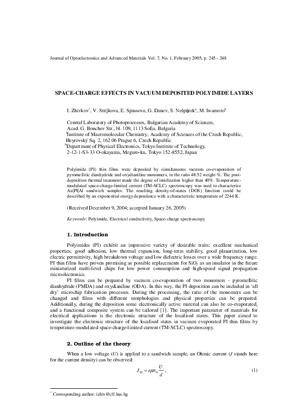 (PDF) Space-Charge Effects in Vacuum Deposited Polyimide Layers