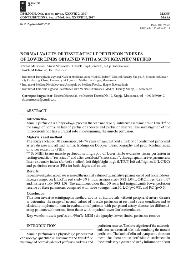 (PDF) Normal Values of Tissue-Muscle Perfusion Indexes of Lower Limbs ...