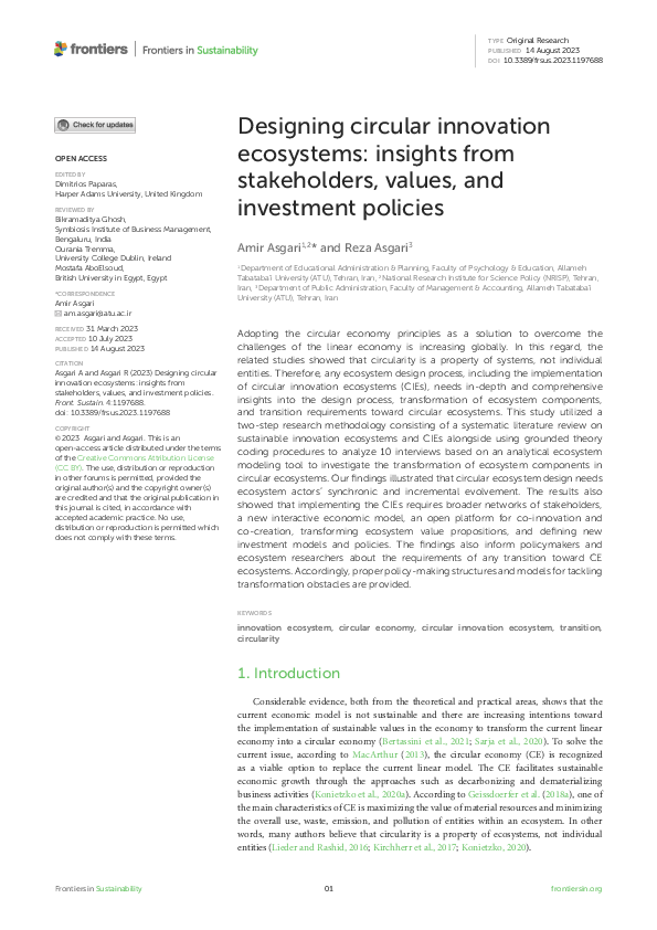 (PDF) Designing circular innovation ecosystems: insights from ...