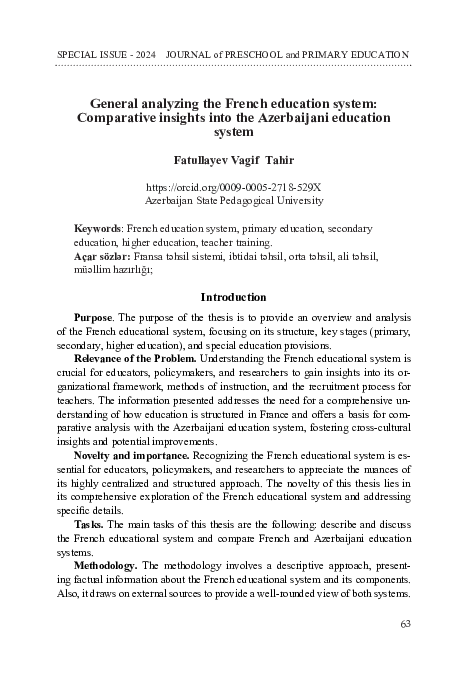 (PDF) GENERAL ANALYZING OF THE FRENCH EDUCATION SYSTEM: COMPARATIVE ...