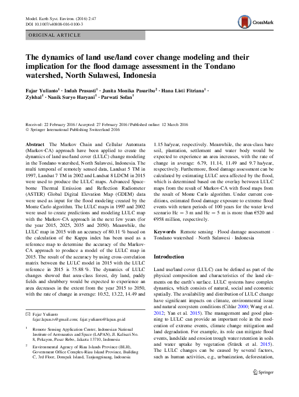 (PDF) The dynamics of land use/land cover change modeling and their ...