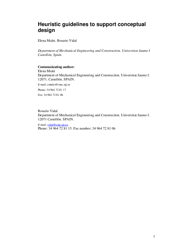 (PDF) Heuristic guidelines to support conceptual design