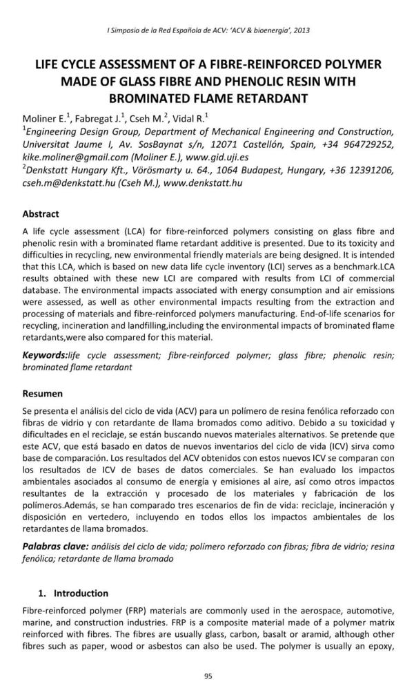 (PDF) Life cycle assessment of a fibre-reinforced polymer made of glass ...