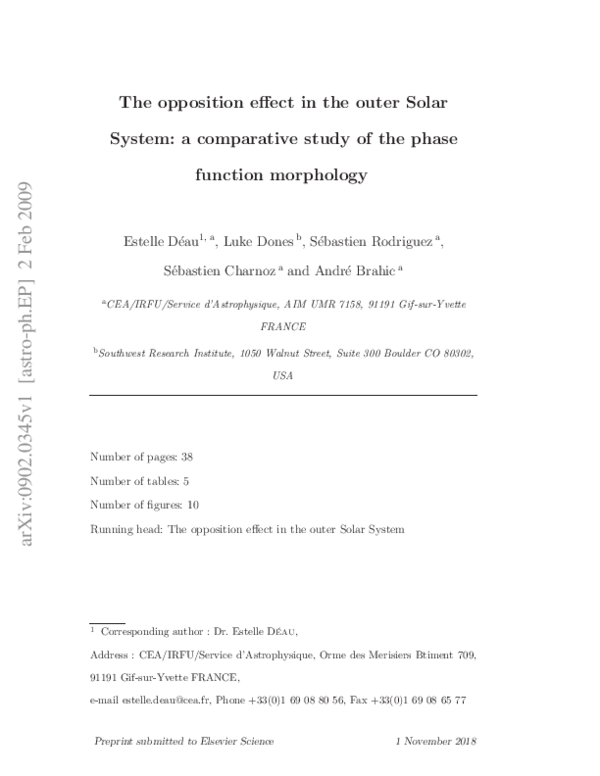 (PDF) The opposition effect in the outer Solar system: A comparative ...