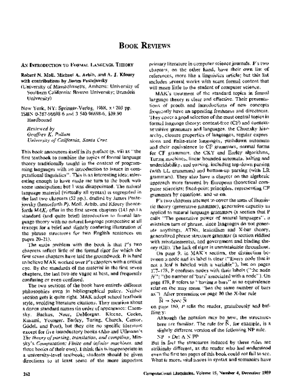 (PDF) An Introduction to Formal Language Theory