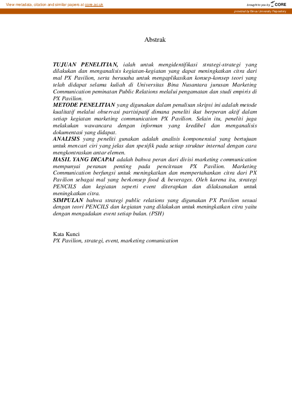 (PDF) Analisis Strategi Pencitraan PX Pavilion Melalui Peran Marketing ...