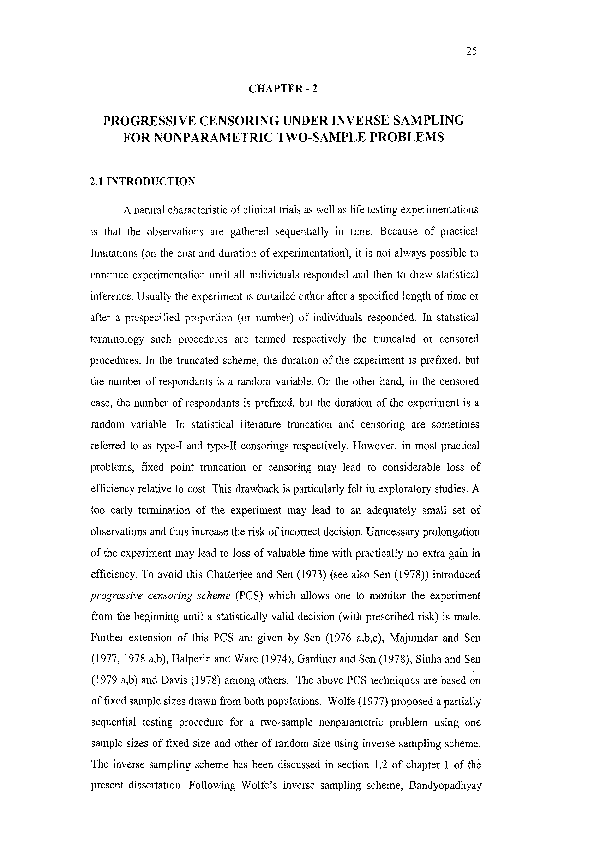 (PDF) Progressive censoring under inverse sampling for nonparametric two-sample problems