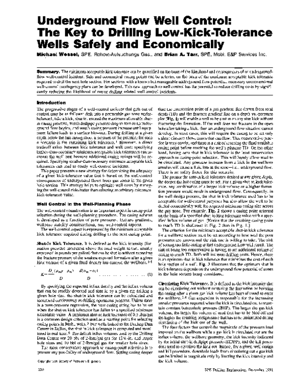 (PDF) Underground Flow Well Control: The Key to Drilling Low-Kick ...