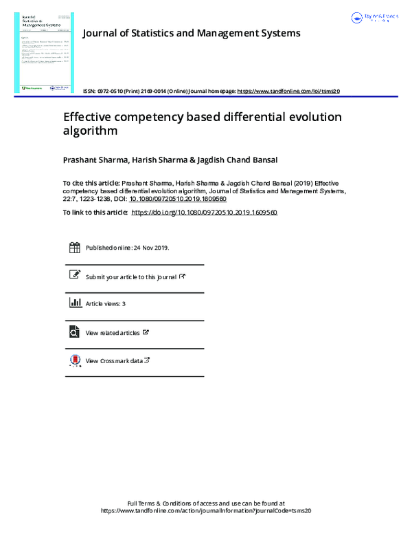 (PDF) Effective competency based differential evolution algorithm