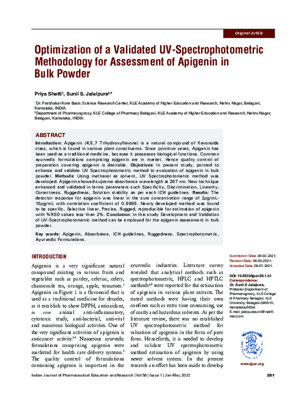 (PDF) Optimization of a Validated UV-Spectrophotometric Methodology for ...