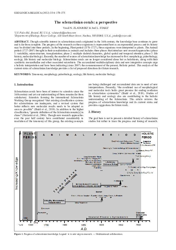 (PDF) The scleractinian corals: a perspective