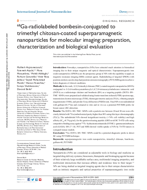 (PDF) 68Ga-radiolabeled bombesin-conjugated to trimethyl chitosan ...
