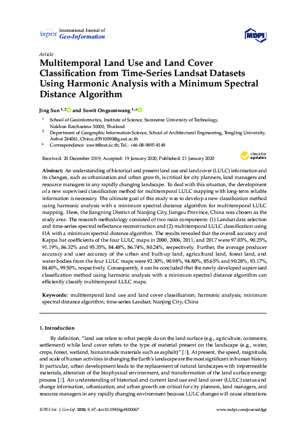 (PDF) Multitemporal Land Use and Land Cover Classification from Time-Series Landsat Datasets ...