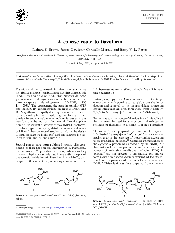 (PDF) A concise route to tiazofurin