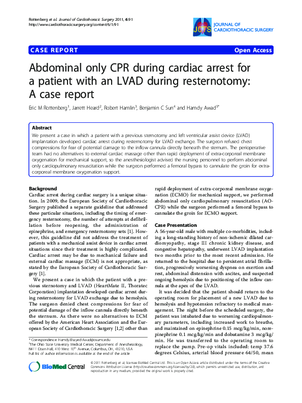 (PDF) Abdominal only CPR during cardiac arrest for a patient with an ...