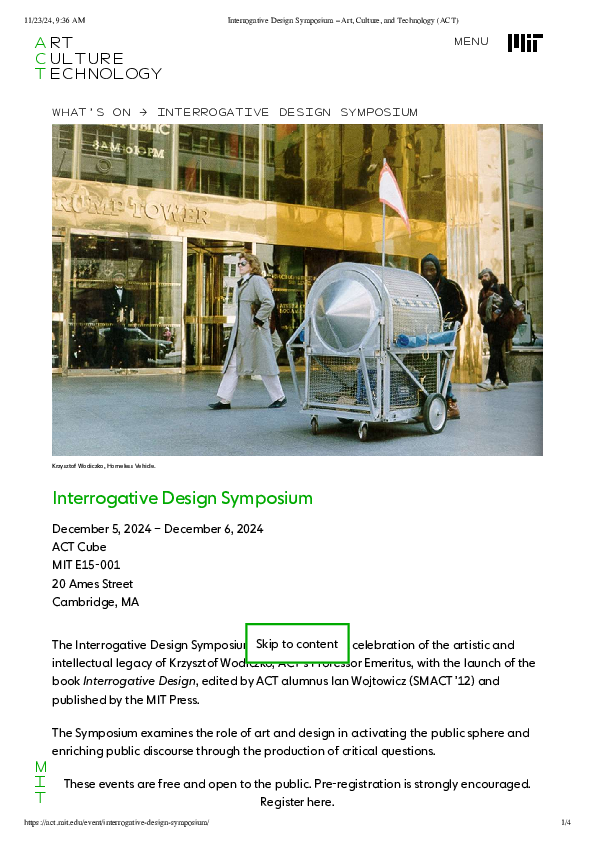 (PDF) Interrogative Design Symposium – Art, Culture, and Technology (ACT)