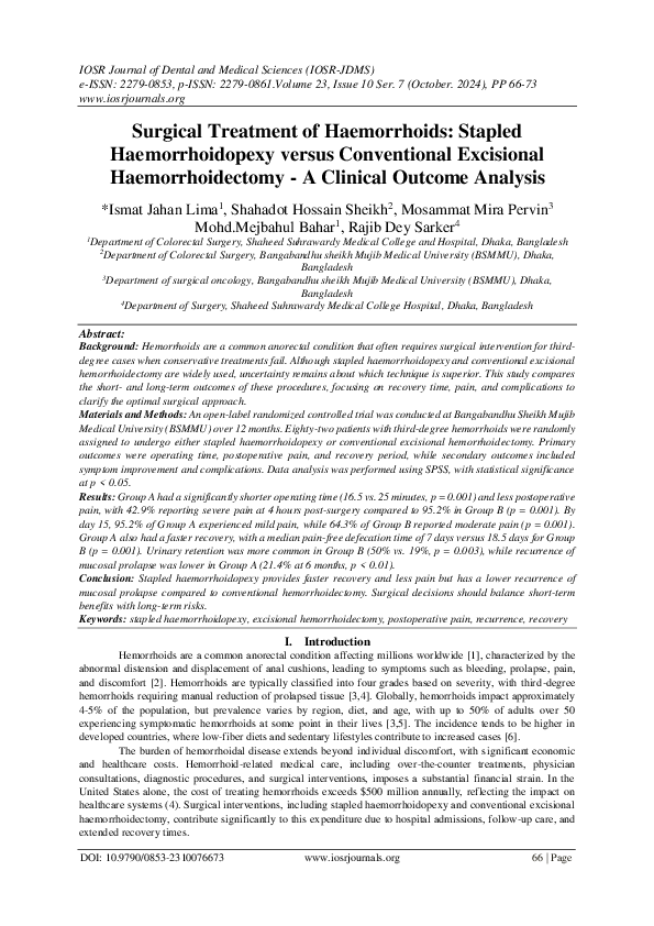 (PDF) Surgical Treatment of Haemorrhoids: Stapled Haemorrhoidopexy ...