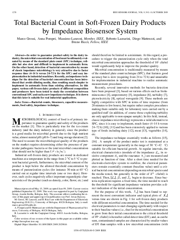 (PDF) Total Bacterial Count in Soft-Frozen Dairy Products by Impedance ...