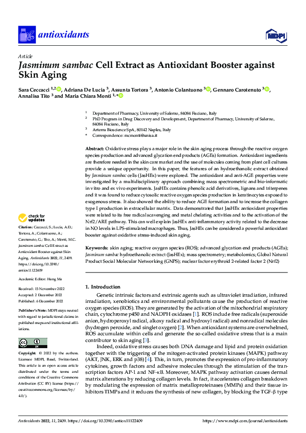 (PDF) Jasminum sambac Cell Extract as Antioxidant Booster against Skin ...