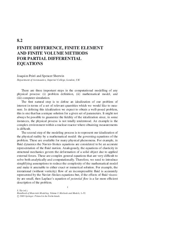 Pdf Finite Difference Finite Element And Finite Volume Methods For