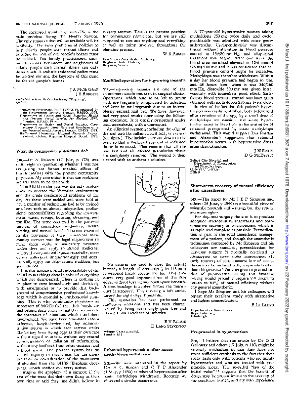 (PDF) Letter: Modified operation for ingrowing toenails