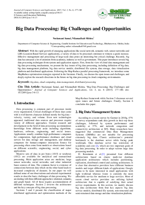 (PDF) Big Data Processing: Big Challenges and Opportunities