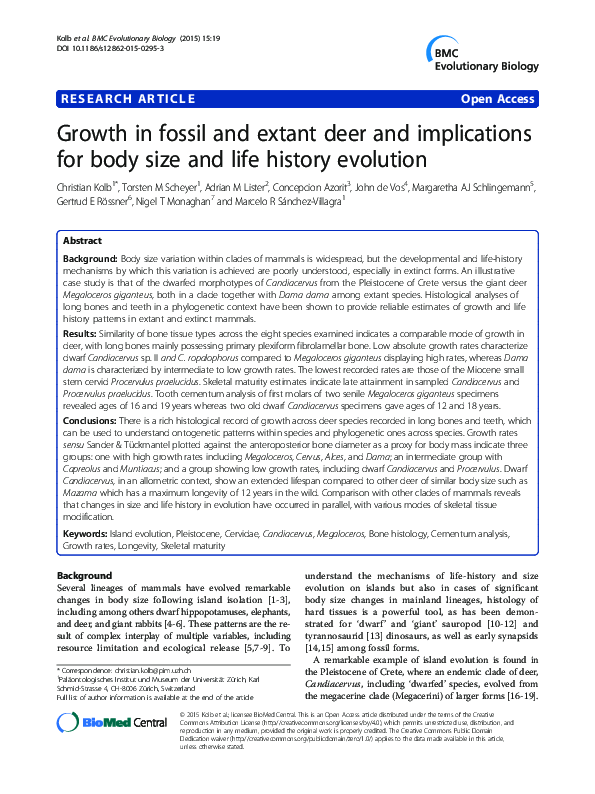 (PDF) Growth in fossil and extant deer and implications for body size ...