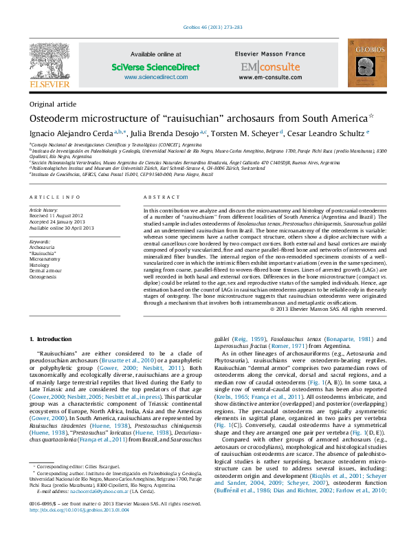 (PDF) Osteoderm microstructure of “rauisuchian” archosaurs from South ...
