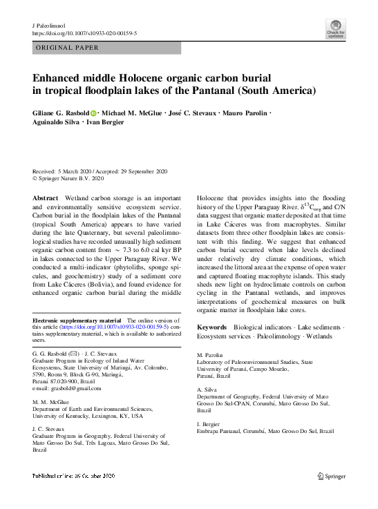 (PDF) Enhanced middle Holocene organic carbon burial in tropical ...