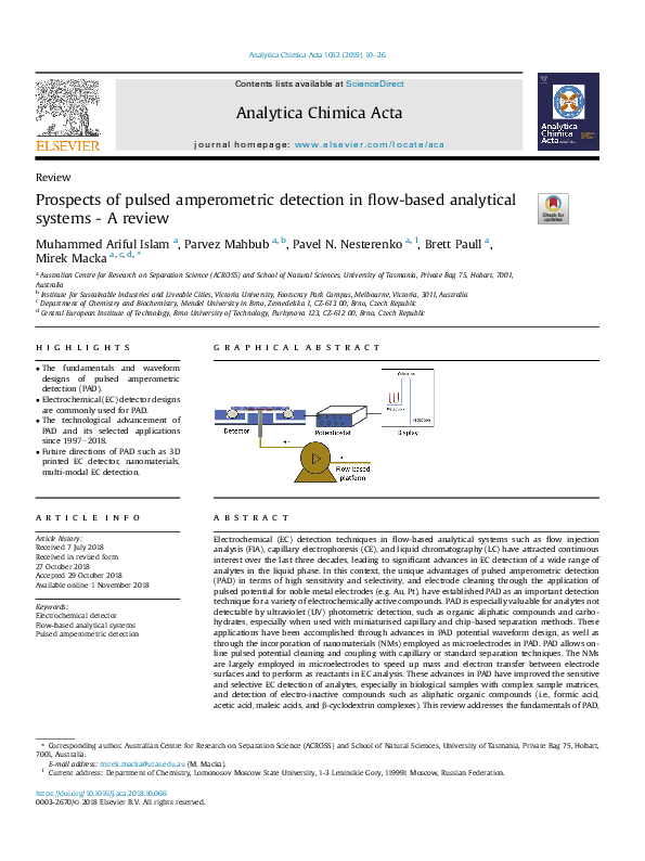 Pdf Prospects Of Pulsed Amperometric Detection In Flow Based Analytical Systems A Review