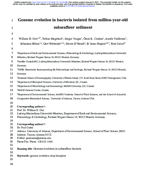 (PDF) Genome evolution in bacteria isolated from million-year-old ...