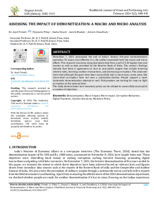 (PDF) ASSESSING THE IMPACT OF DEMONETIZATION: A MACRO AND MICRO ANALYSIS