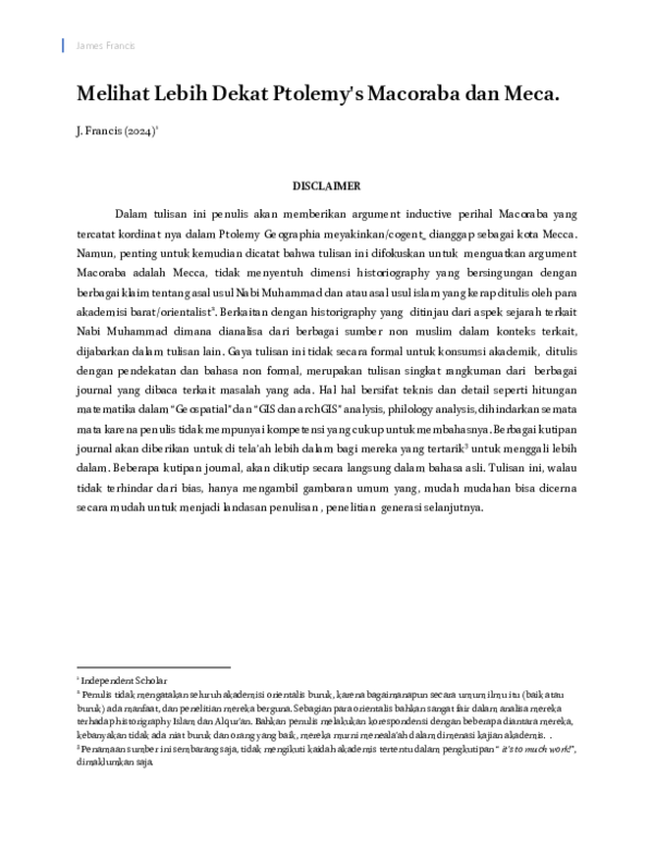 (PDF) Melihat Lebih Dekat Ptolemy's Macoraba dan Meca | sine nomine ...