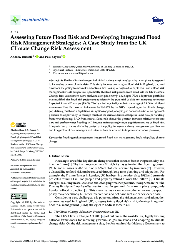 (PDF) Assessing Future Flood Risk and Developing Integrated Flood Risk ...