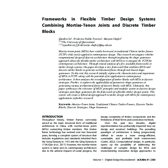 (PDF) Frameworks in Flexible Timber Design Systems Combining Mortise ...