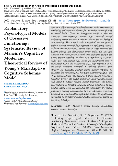 (PDF) Explanatory Psychological Models of Obsessive Functioning ...
